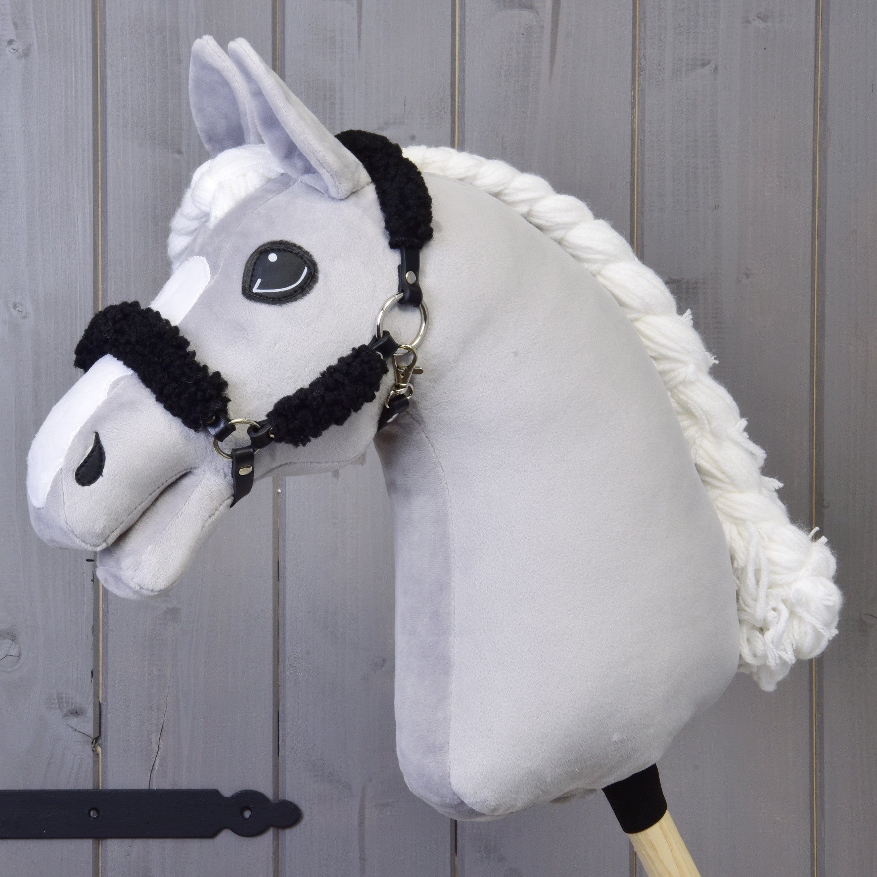 Black halter with complete black fur - leatherette– Hobby Horse LarDen